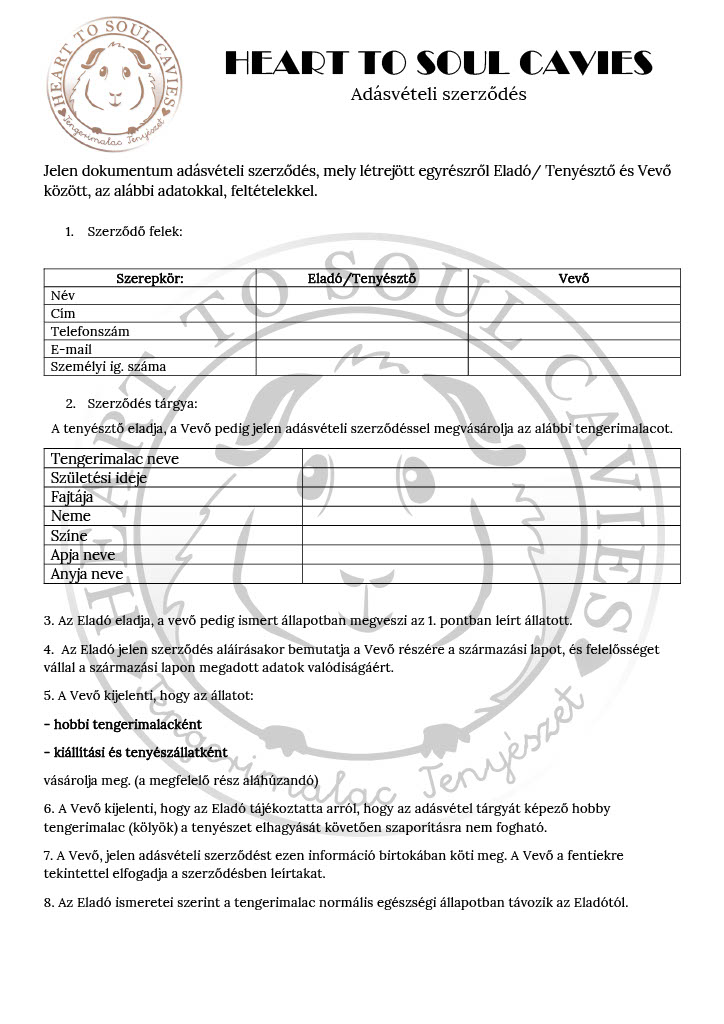 Tenyészetről - Heart to Soul Cavies